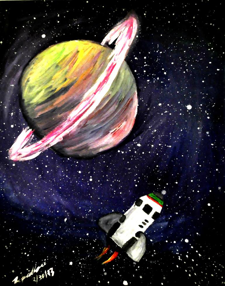outer space Adventure Painting by Brittany Squillari | Saatchi Art