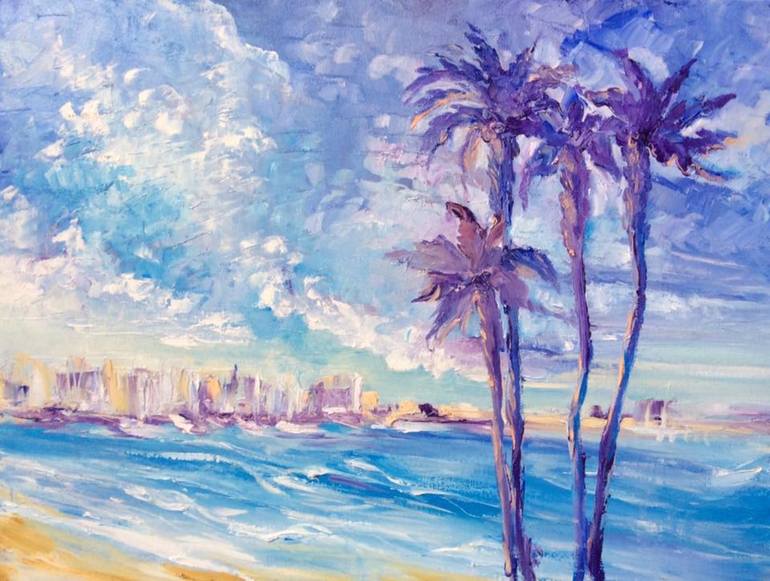 Relax on Los Angeles beach Painting by Artksikor K | Saatchi Art
