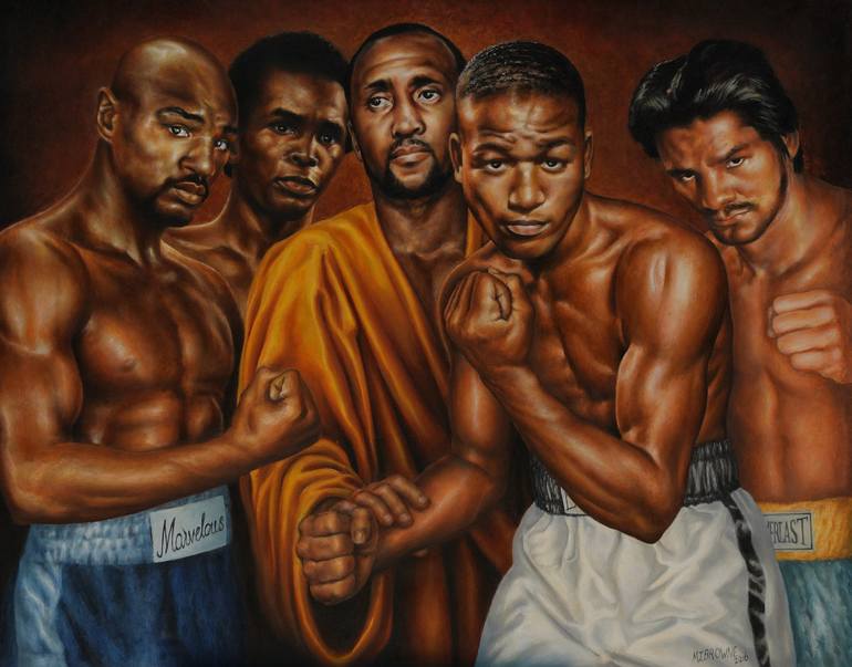 Hagler, Leonard, Hearns, Robinson, Duran Painting by Michael Browne ...