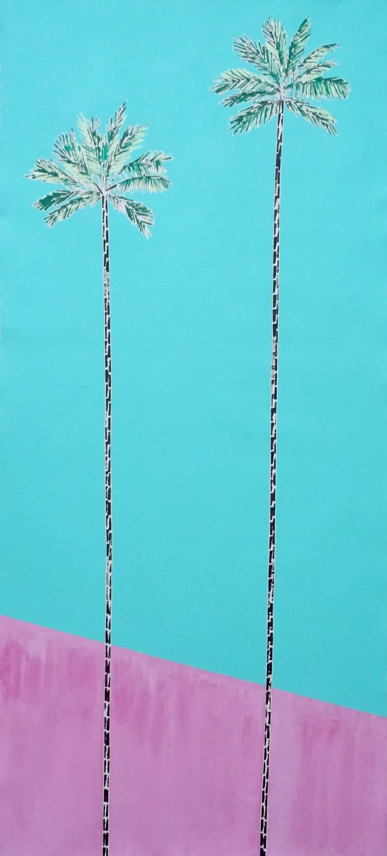 Palm Trees Over Modern Home Painting by Andy Shaw | Saatchi Art