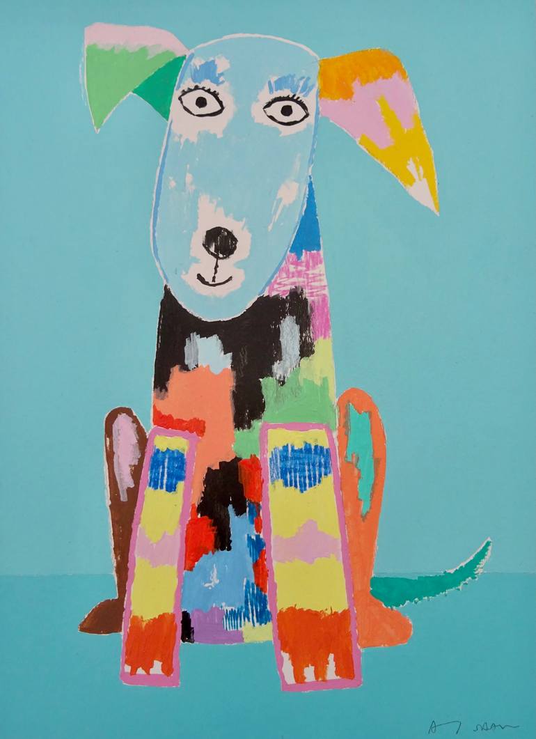 The Dog With The Enigmatic Smile Painting by Andy Shaw | Saatchi Art ...