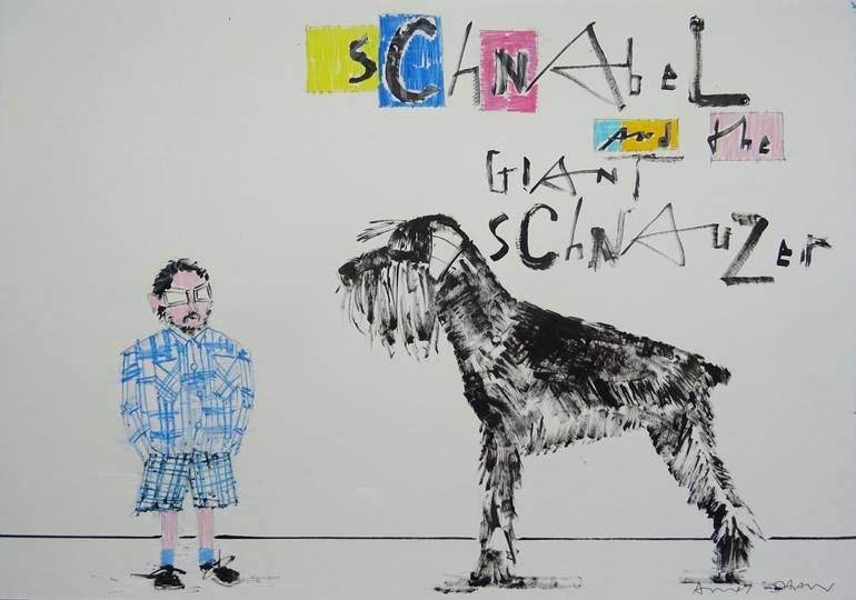 Julian Schnabel & the Giant Schnauzer Dog Drawing by Andy Shaw ...