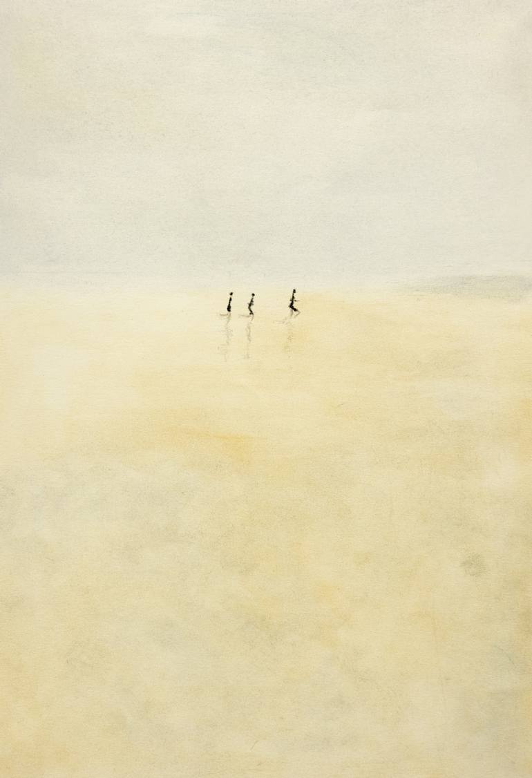 on the beach Drawing by Paul Custers | Saatchi Art