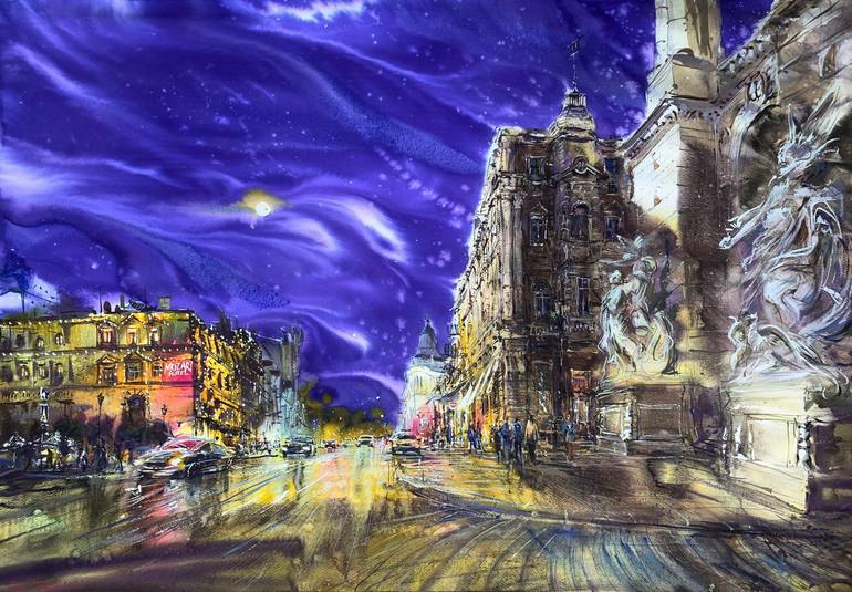 Night street Painting by Prunk Fox | Saatchi Art