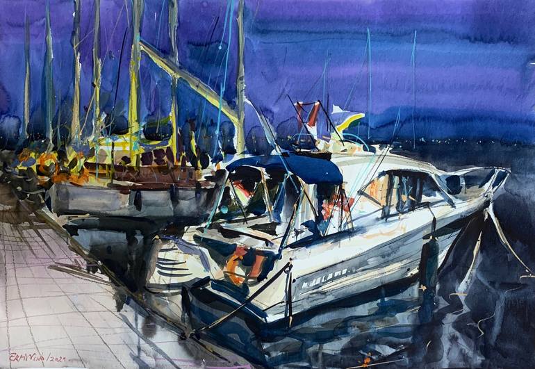 Powerboat Painting by Prunk Fox | Saatchi Art