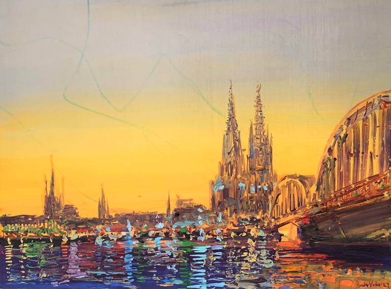 Panorama of Cologne Painting by Prunk Fox | Saatchi Art