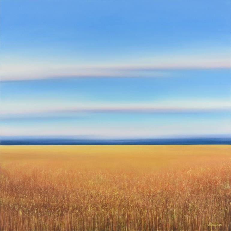 Golden Glow - Blue Sky Landscape Painting by Suzanne Vaughan | Saatchi Art
