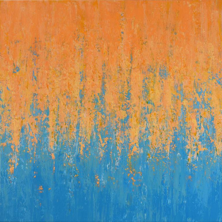 Orange into Blue - Textured Colorful Abstract Painting by Suzanne ...