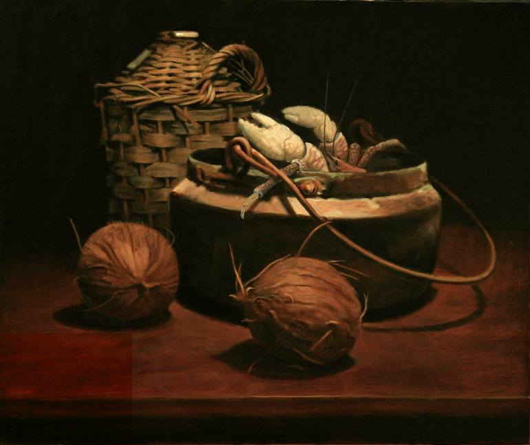 Still Life with Coconut Crab Painting by Peter Smeeth | Saatchi Art
