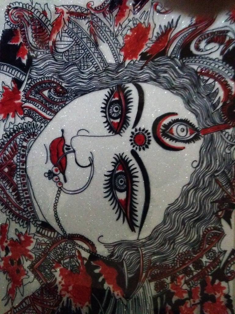 Durga Sketch Drawing by Kapil Raj | Saatchi Art
