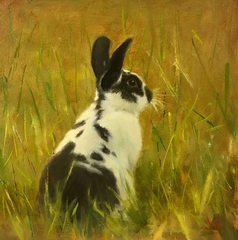 Hare painting. Small Original oil painting. Animal portrait. Painting ...