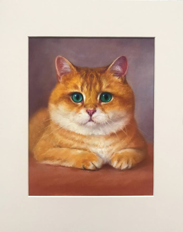 Orange Cat Portrait Drawing by Yana Golikova | Saatchi Art