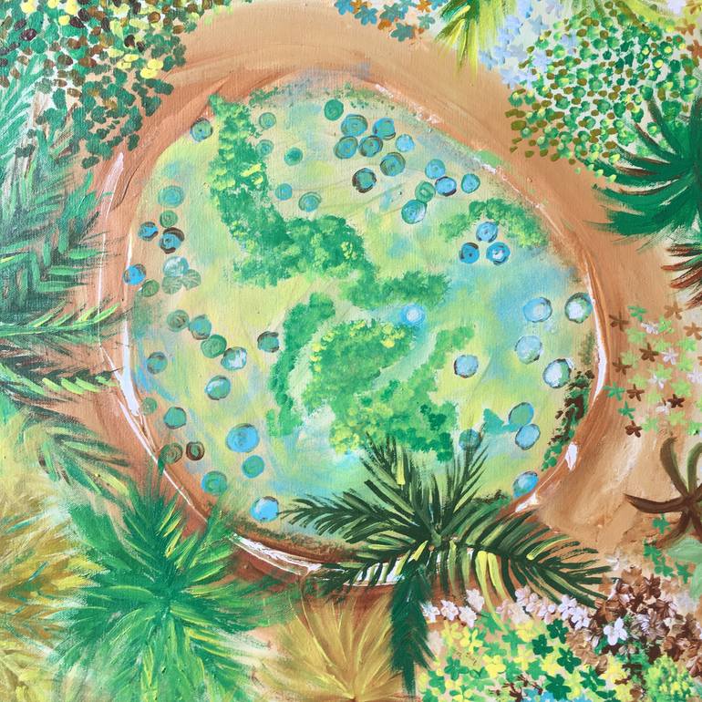 beautiful lagoon aerial view Painting by Shelja Garg | Saatchi Art