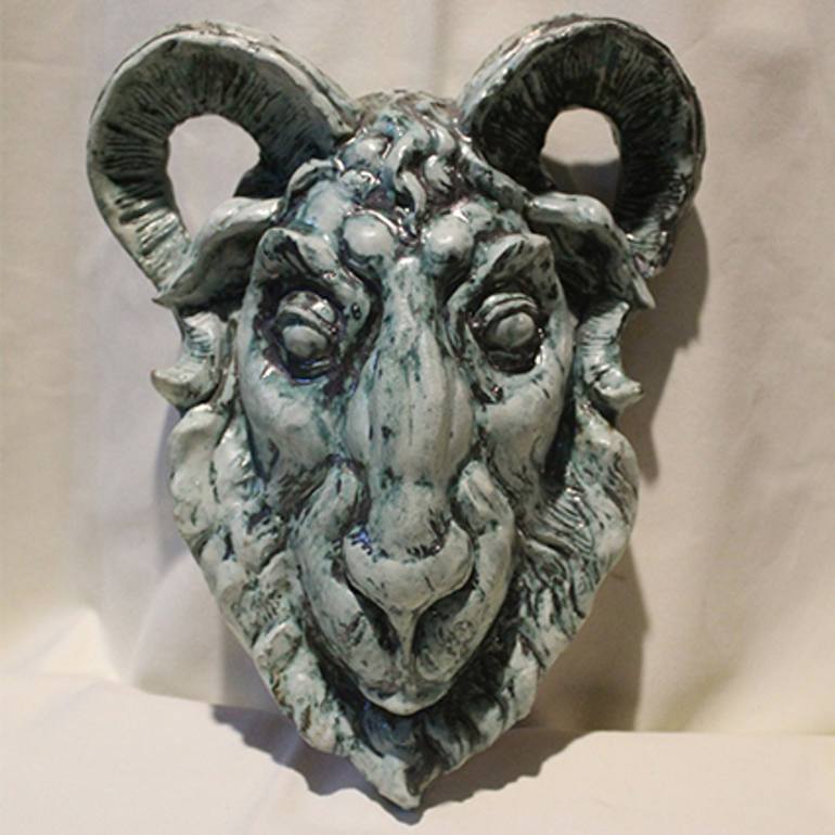 Ceramic ram mask Sculpture by Luchit -Dumitrana | Saatchi Art
