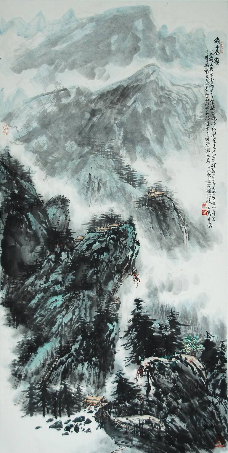 Spring Fog of Emei Mountain Painting by Han Wang | Saatchi Art