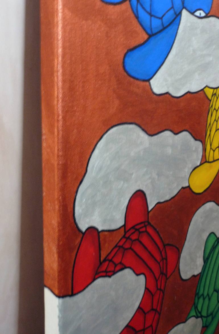 Tumbling Turtles Painting by Gazman Long | Saatchi Art