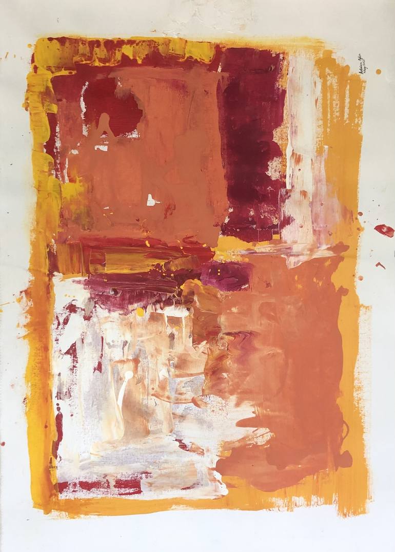 The Sacred Duo: Turmeric & Vermilion Painting by Aatmica Ojha | Saatchi Art