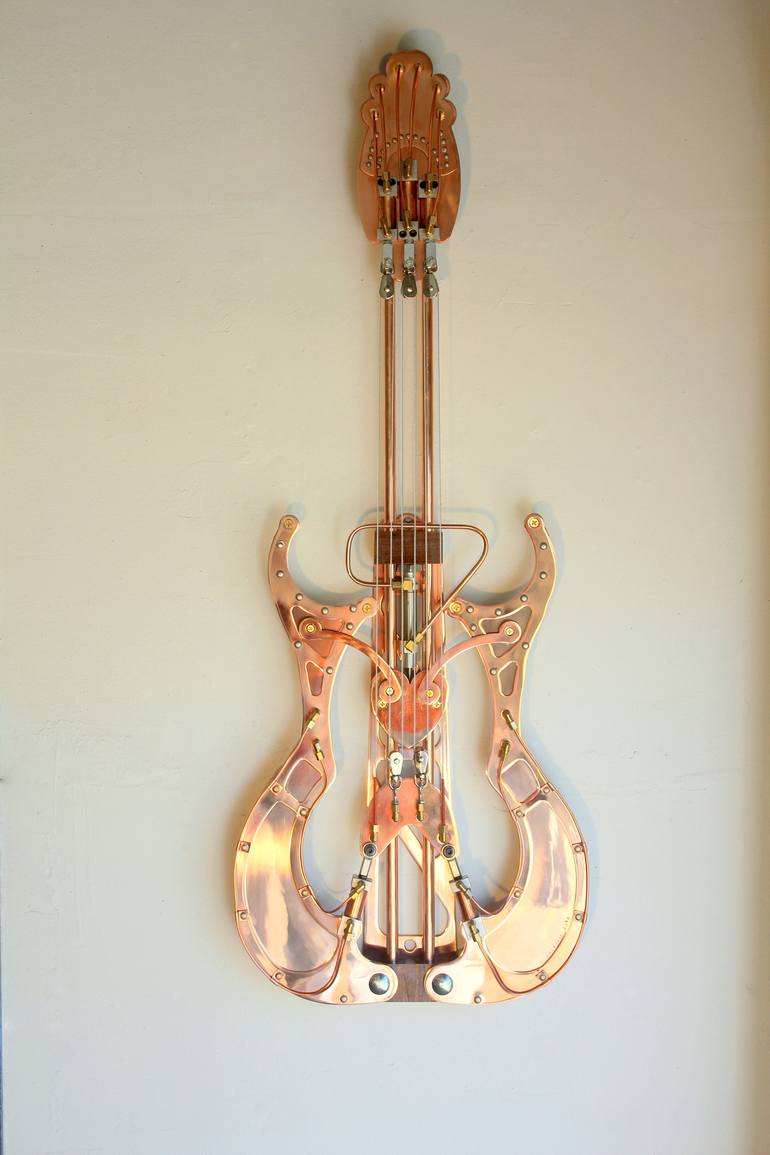 Bright Copper Steampunk Guitar Sculpture by David Graybill | Saatchi Art
