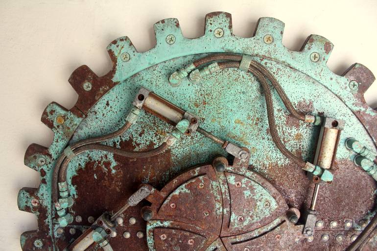 Five Leaf Hydraulic Shutter with Heart Behind Glass Sculpture by David ...