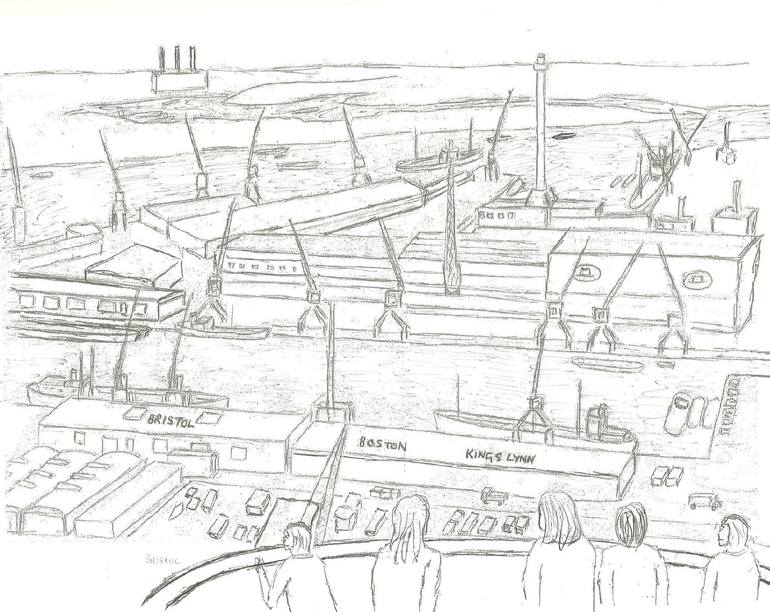 Rotterdam docks Drawing by Roger Colston | Saatchi Art