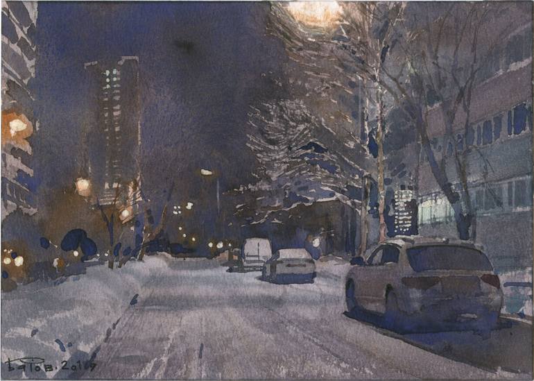The simplicity of night colors (20190305) Painting by Anton Batov ...