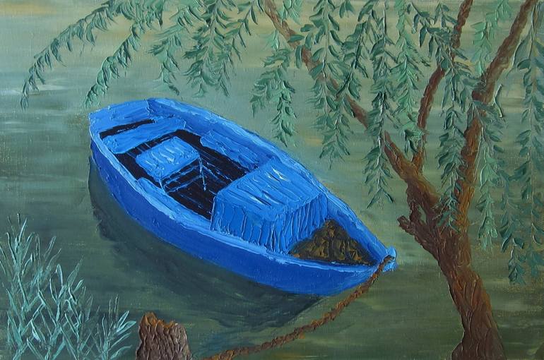 The blue boat. Painting by Raymond G Potter | Saatchi Art