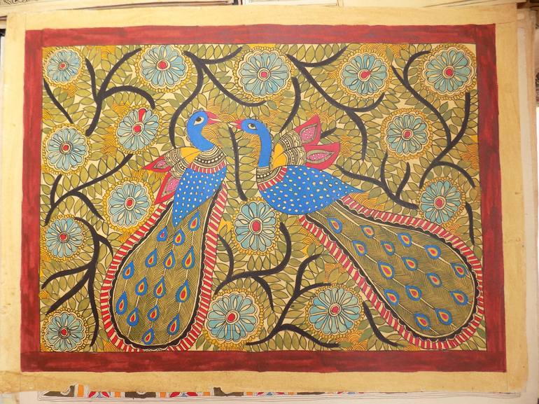 Madhubani Art - Peacocks Painting by Shantanu Sawant | Saatchi Art