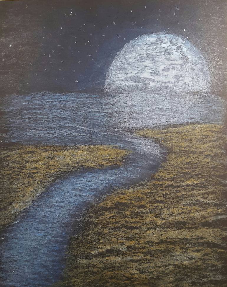 Moonlit Beach Drawing by Paul Brock | Saatchi Art