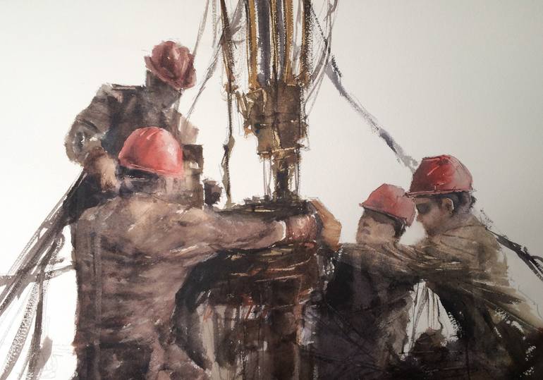 Oil and Gas Art / Oilfield Art / Texas Oilfield Workers Painting by ...