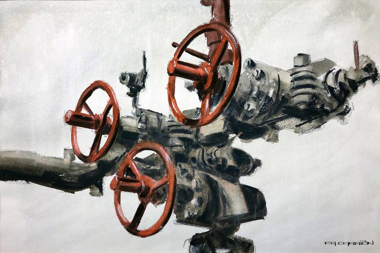 Oil and Gas Art / Oilfield Art / Valves in the Field Painting by ...