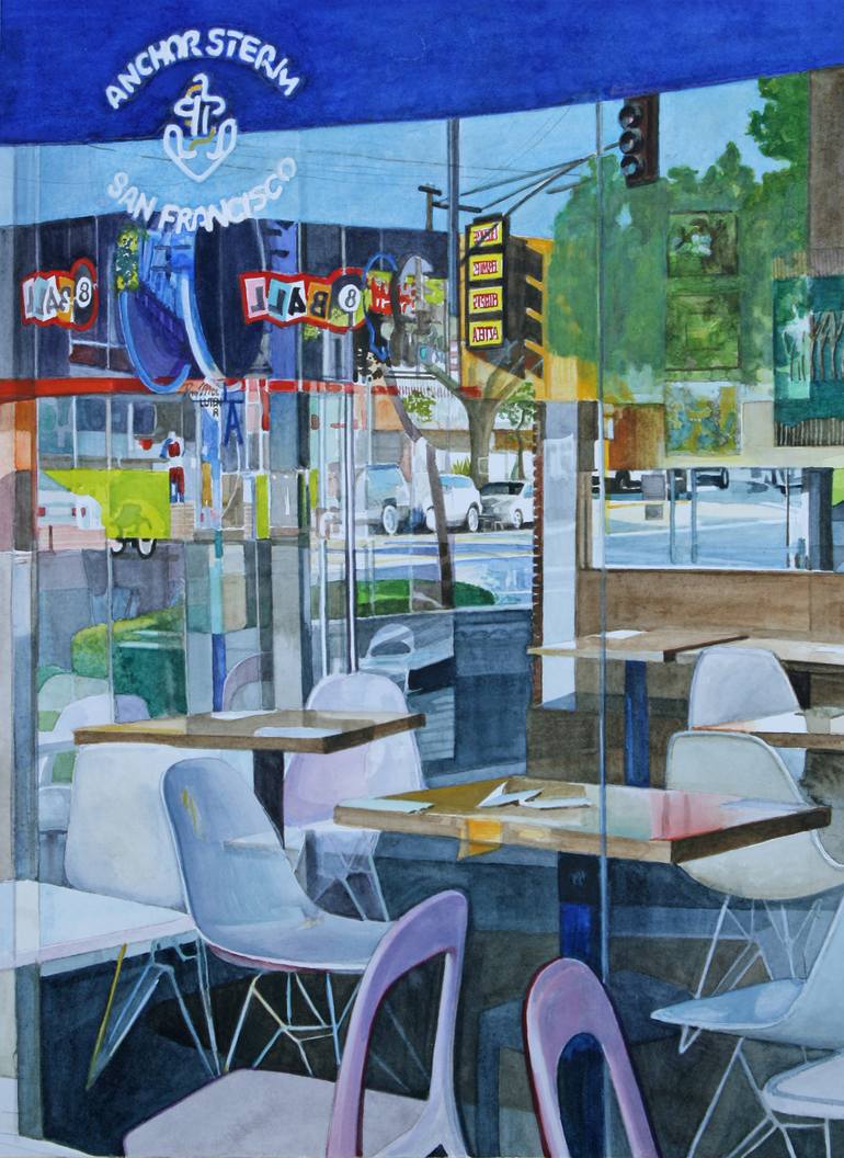 CAFE Painting by Robin Crouch | Saatchi Art