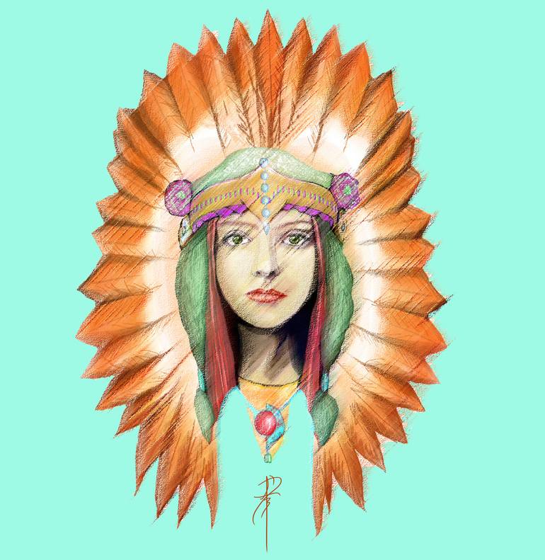 Chieftess Painting by Angeline D'Balentine | Saatchi Art