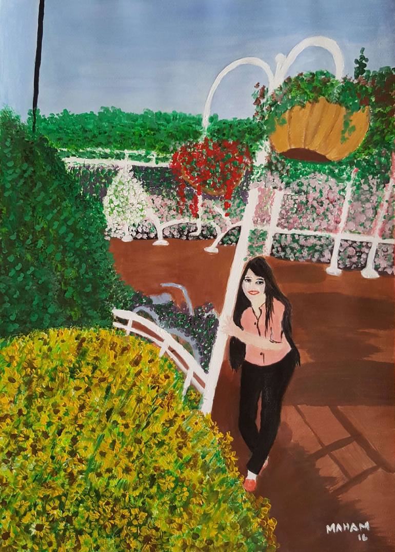 Miracle Garden Dubai Painting by Syeda Maham Riaz | Saatchi Art