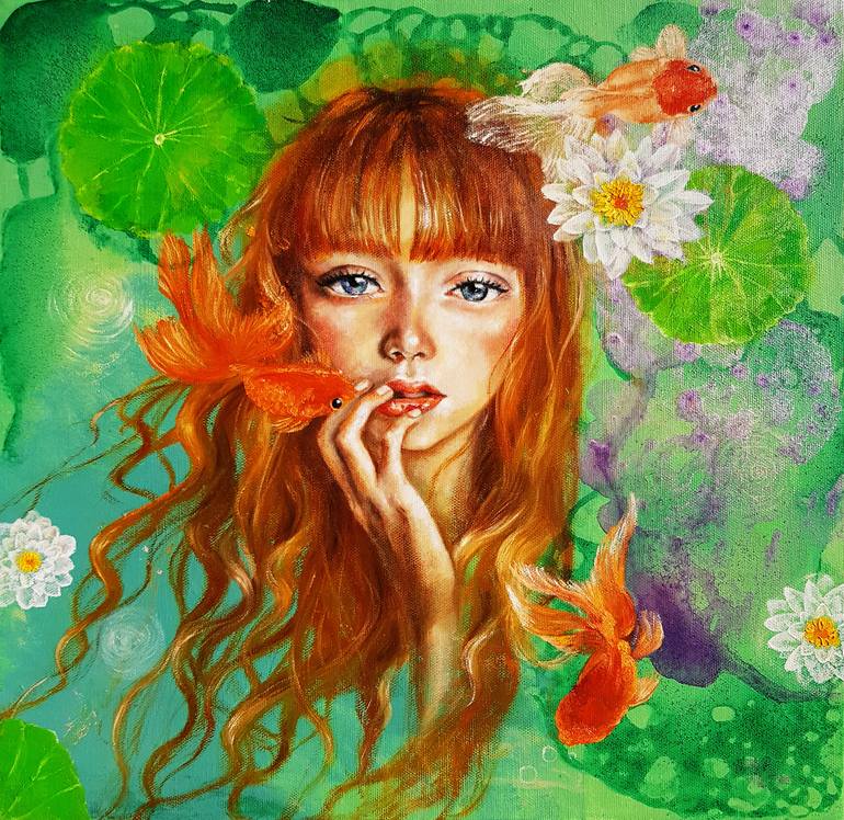 Daydreamer: Gold fihses Painting by Eury Kim | Saatchi Art