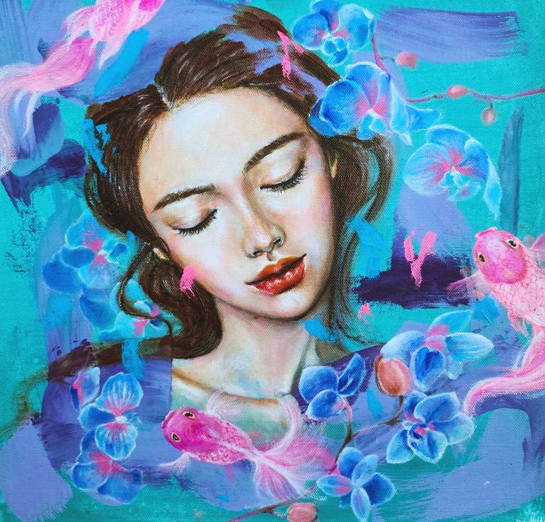 The Dreamer: something old and blue Painting by Eury Kim | Saatchi Art