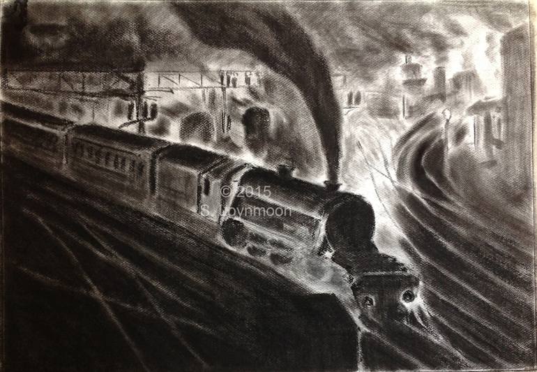 Steam Locomotive Drawing by Shabbir Loynmoon | Saatchi Art