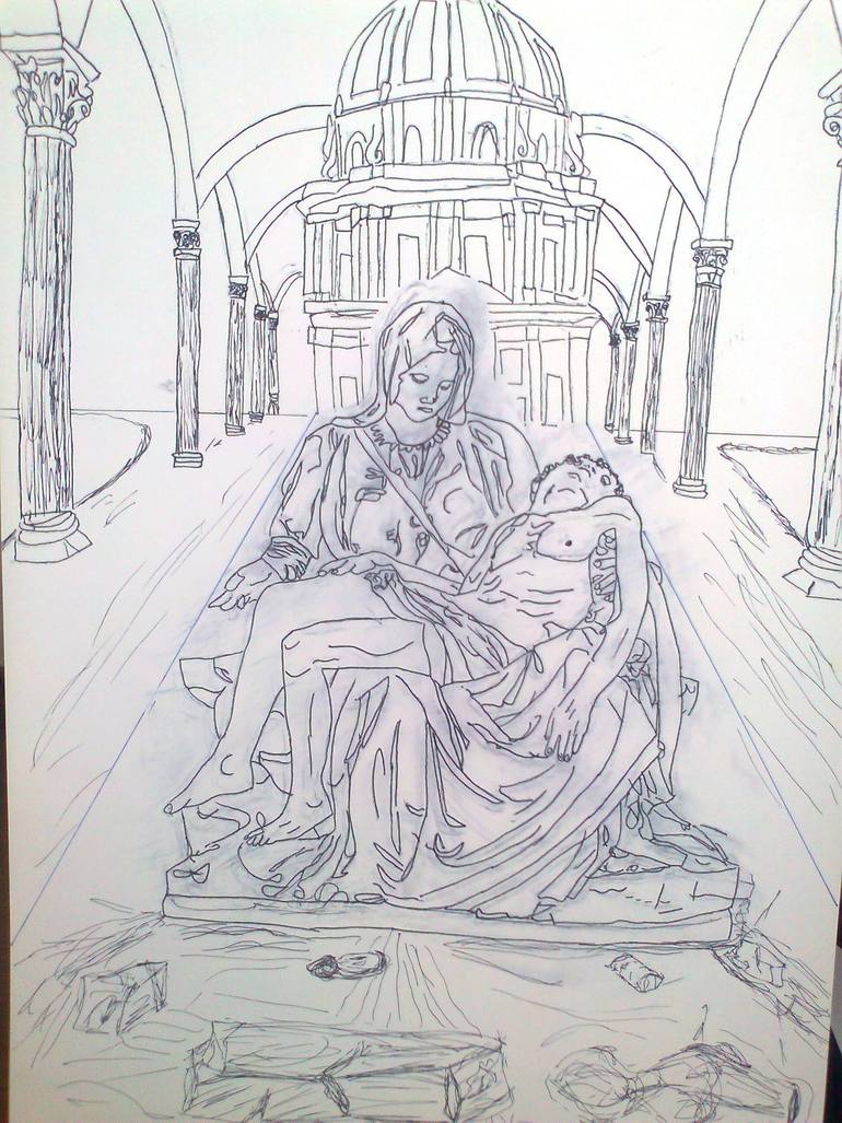 Pieta Drawing by Piotr Mackiewicz | Saatchi Art