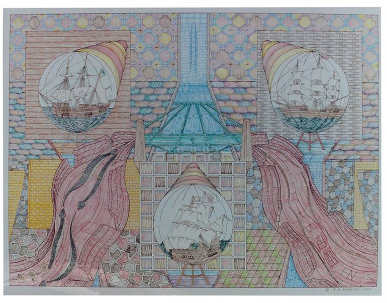 First Bridge with Ships Drawing by Robert Robbins | Saatchi Art