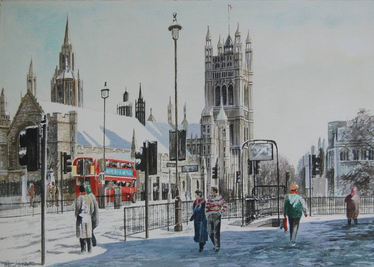 Parliament in the Snow Painting by David Wilcox | Saatchi Art
