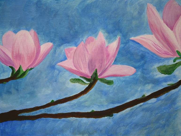 Three magnolia Painting by Becky Danese | Saatchi Art