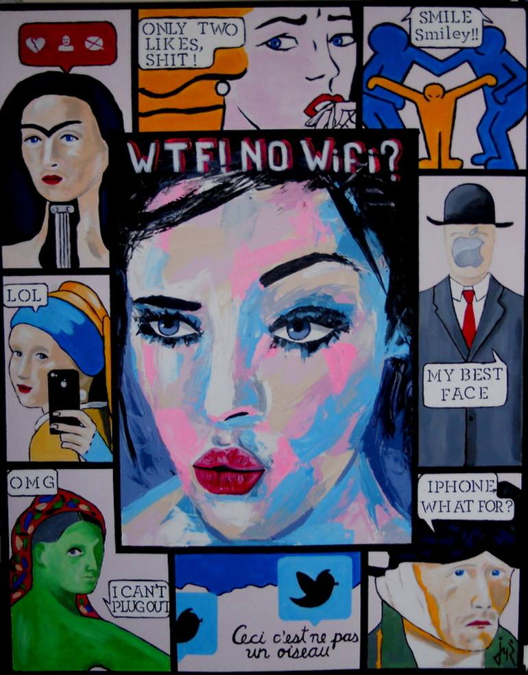 WTF No wifi? Painting by Jy Rendo | Saatchi Art