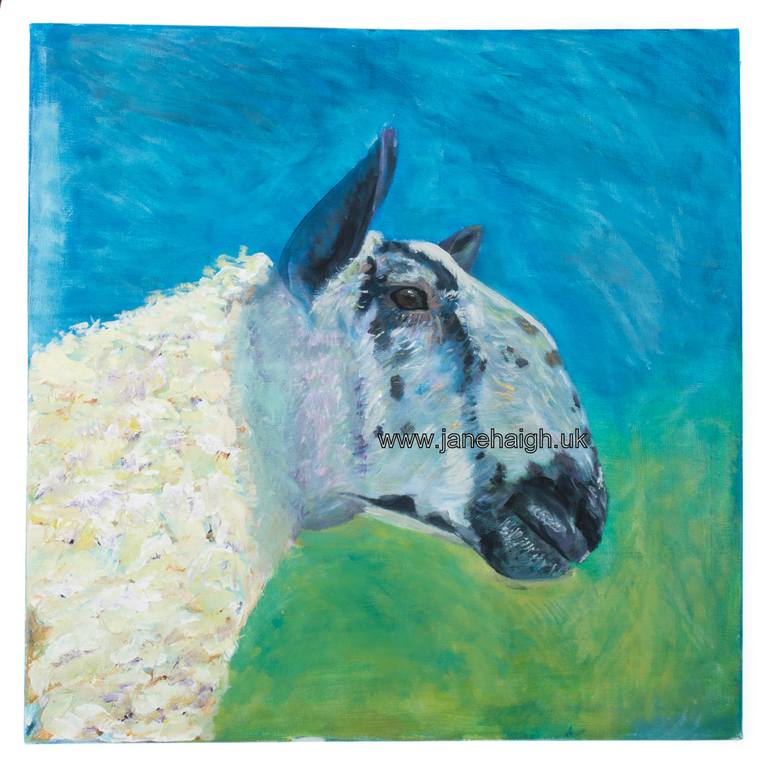 Blue-faced Leicester Ram Painting by Jane Haigh | Saatchi Art