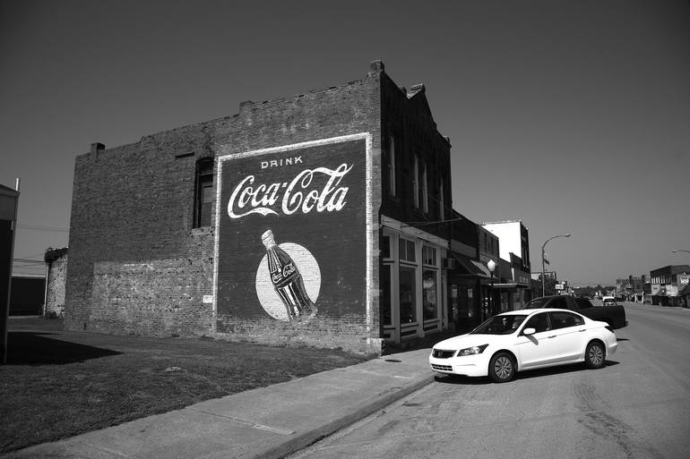 Route 66 - Coca Cola Ghost Mural 2012 BW Photography by Frank Romeo ...