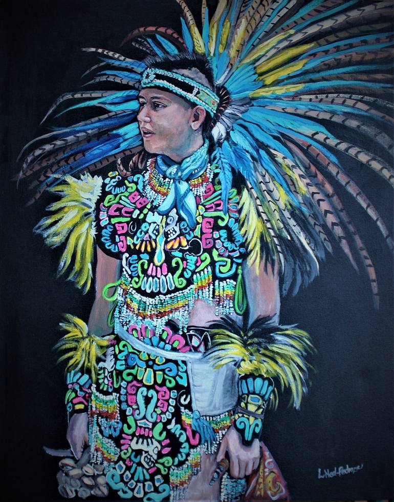 Young Aztec Indio Boy Painting by Louise Neal-Pedroza | Saatchi Art