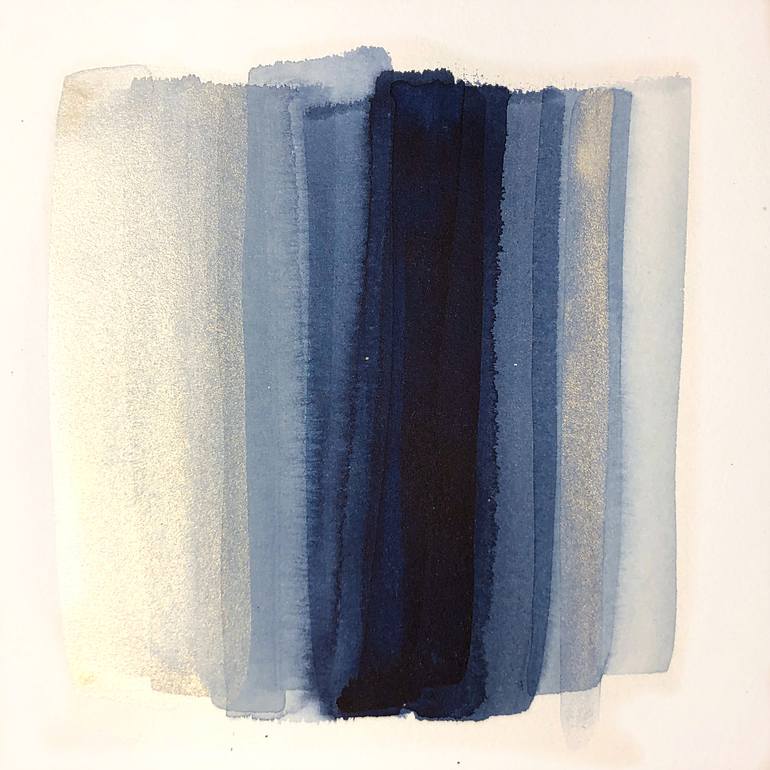 The Little Jewels: indigo, gold and periwinkle Painting by Katie ...