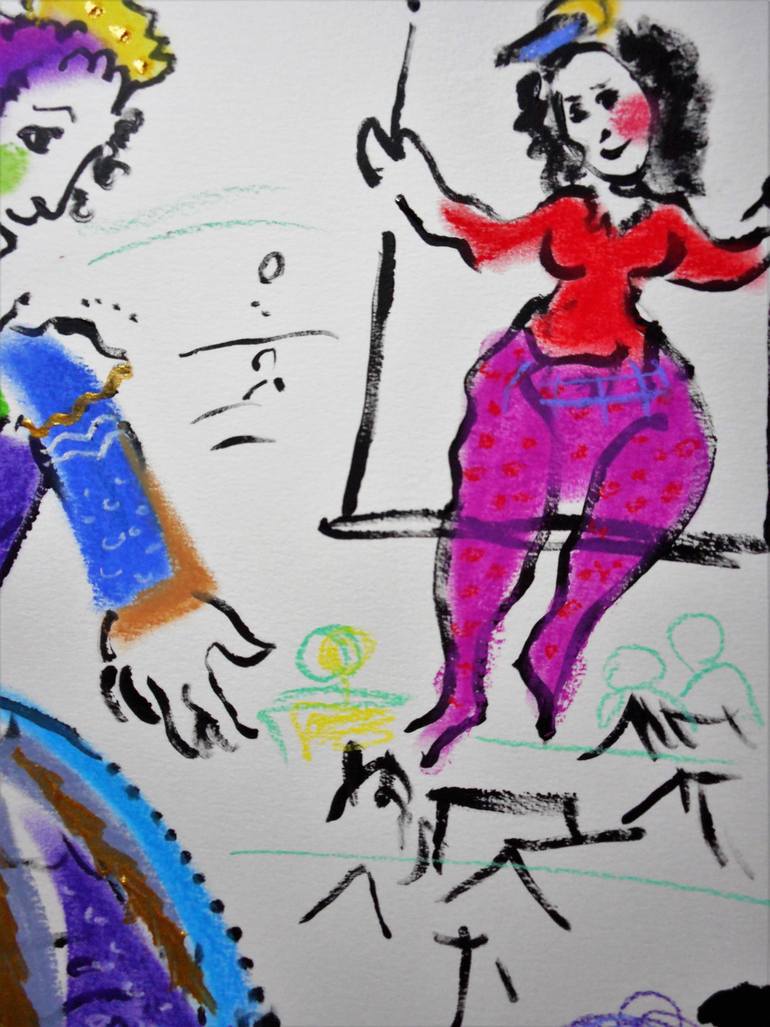 Circus 2 (after Marc Chagall) Drawing by Haelyn Y | Saatchi Art