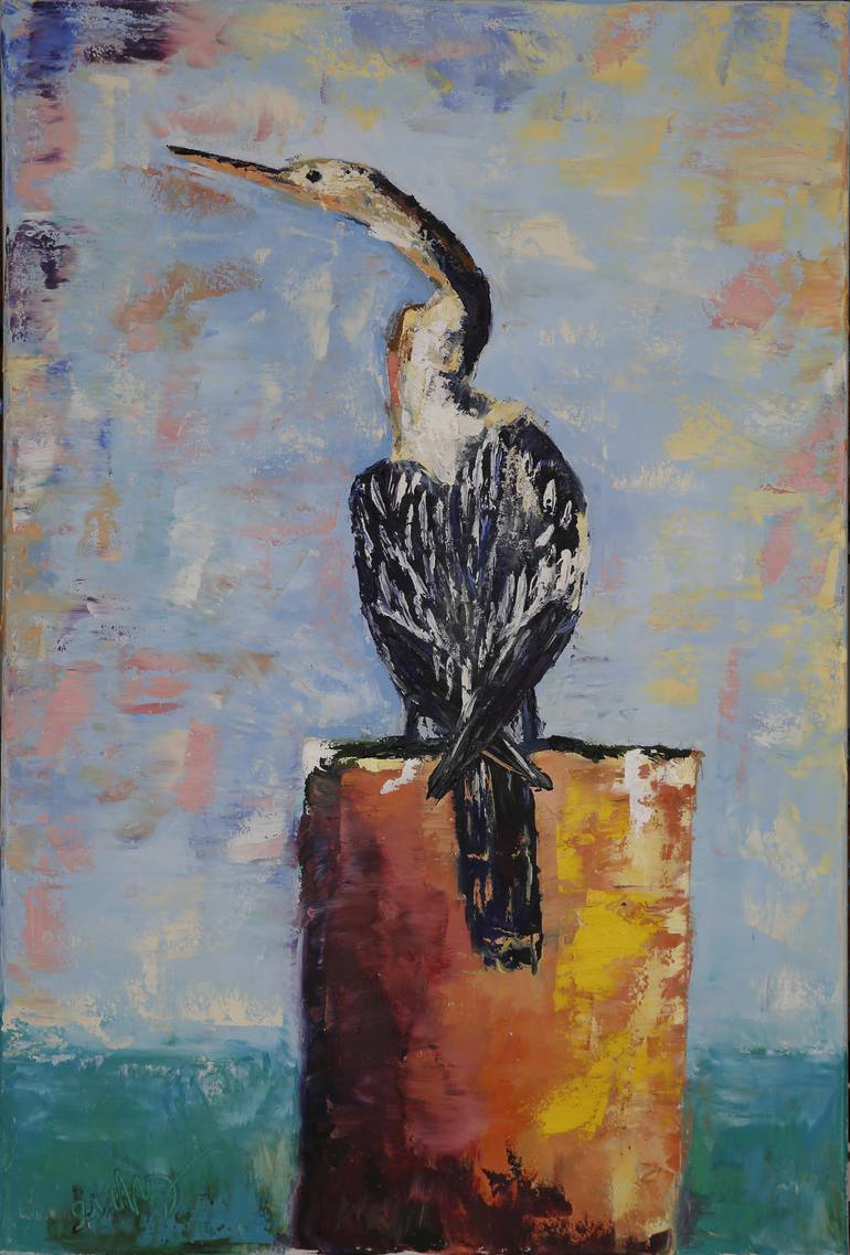 Ahinga on piling Painting by Geoffrey Smith | Saatchi Art
