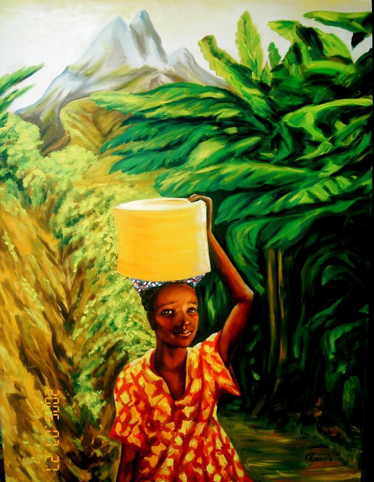 Carrying water home Painting by Claude Forthomme | Saatchi Art