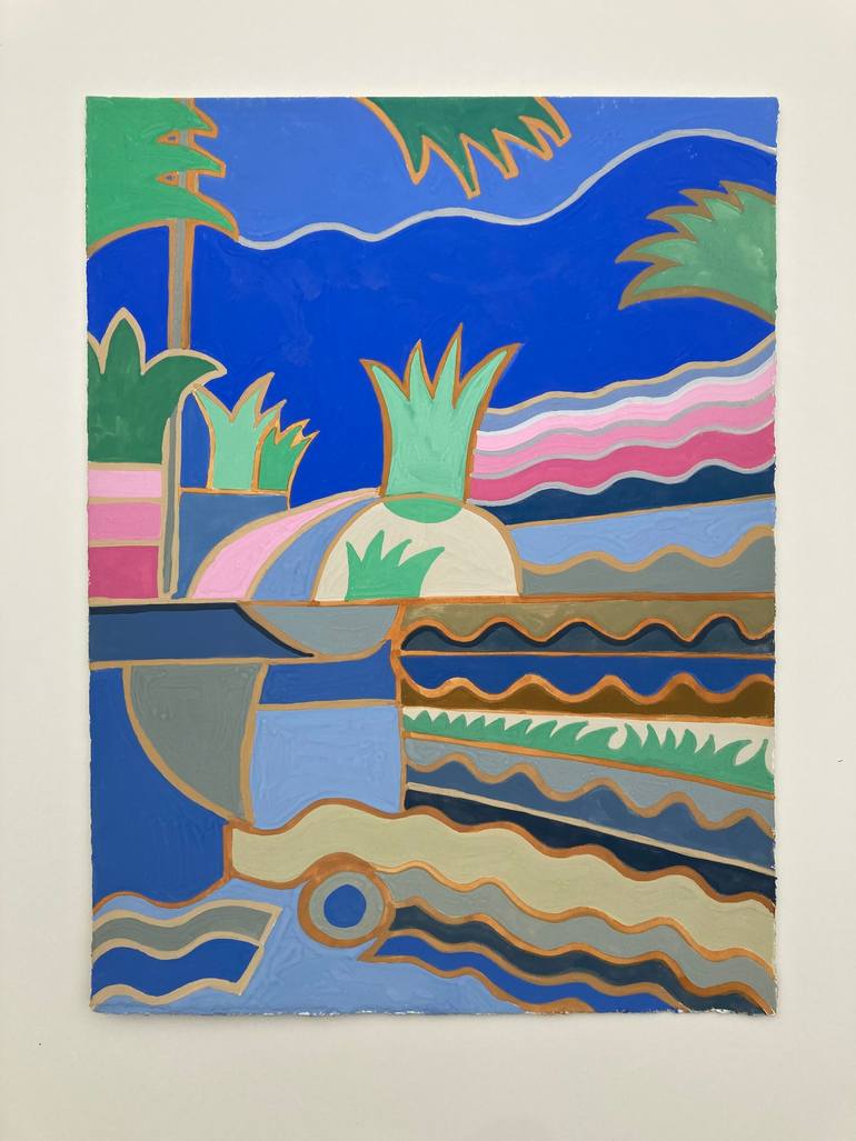 Sky and Palm Trees Painting by Thomas Plunkett | Saatchi Art