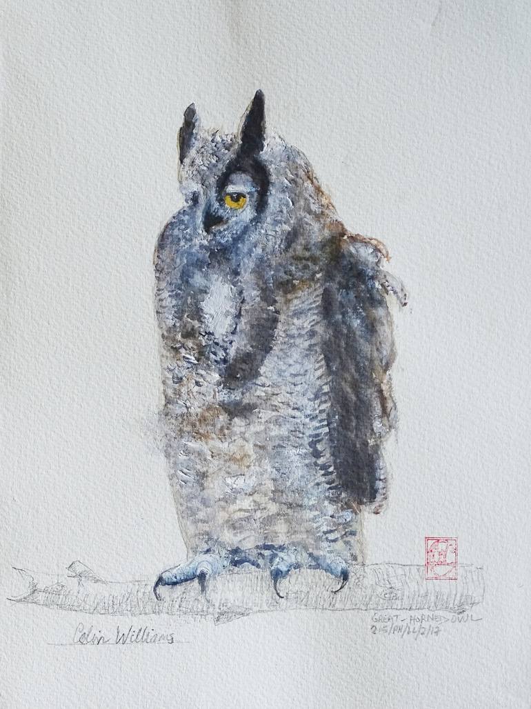 Great Horned Owl Painting by Colin Williams | Saatchi Art